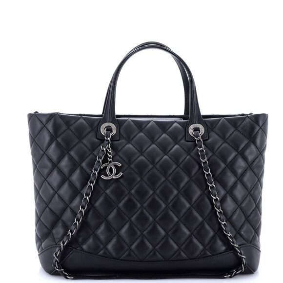 CHANEL | Bags | Chanel Easy Shopping Tote Quilted Calfskin Large Black ...